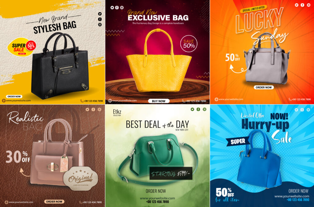 Modern Handbag Banner Design Concept for Ads Promotion Modern Handbag Banner Design Concept for Ads Promotion